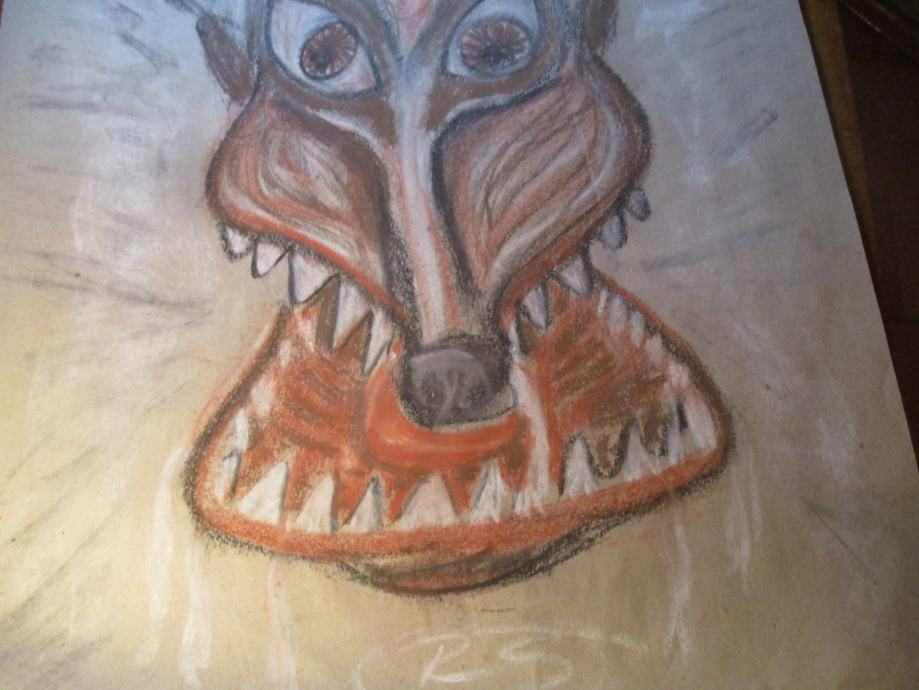 Renato Sartori - Maska (Vuk), suhi pastel, 63 x 44 cm