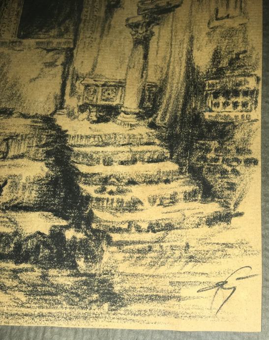 SERGIJE GLUMAC ? - Crtež olovkom - Jupiterov hram Split - 32x24cm