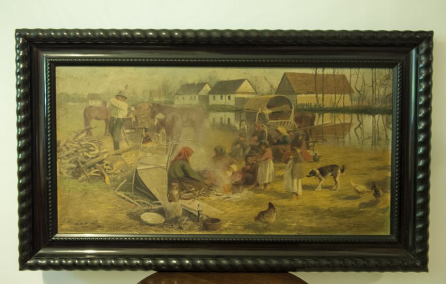 Slavko Tomerlin - CIGANSKA ČERGA, ulje na kartonu, 1922.g., 490x960 mm