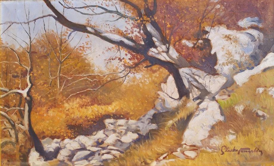 Slavko Tomerlin Jesen na Velebitu ulje na platnu 50x80cm 1976. g