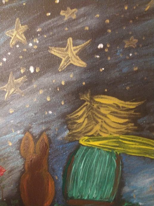 Slika, Mali Princ, Lisica i Ruža, ulje na platnu, 30x40 cm, 20 EUR