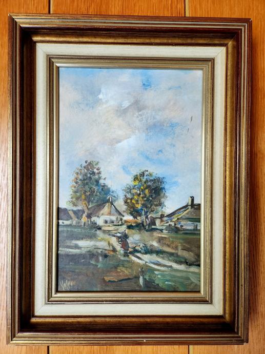Slika na platnu, original, Selo