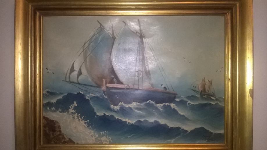 Umjetnička slika Brod u oluji, Stjepan Tafra