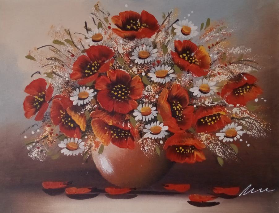 Umjetnička slika Cvijeće makovi u vazi