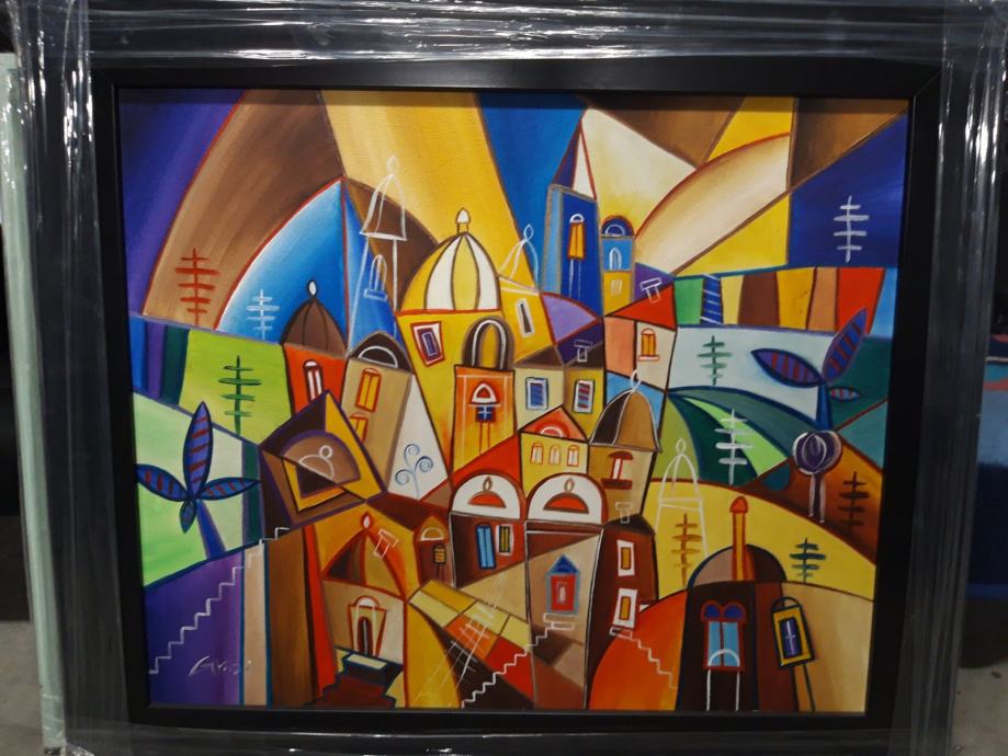 Umjetnicka slika Domenico Gonzi Mediteran - ulje na platnu grad more