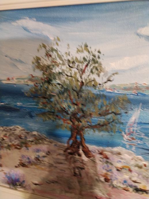 Umjetnička slika, Janica Šterc, Dalmacija, ulje na platnu, 30x30 cm