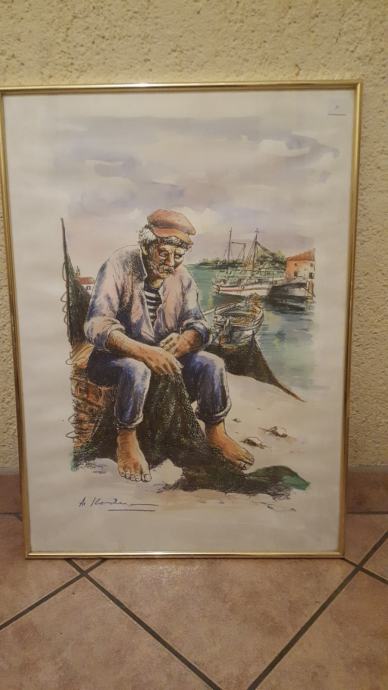 Umjetnicka slika Ribar Ante Kardum 70x50cm
