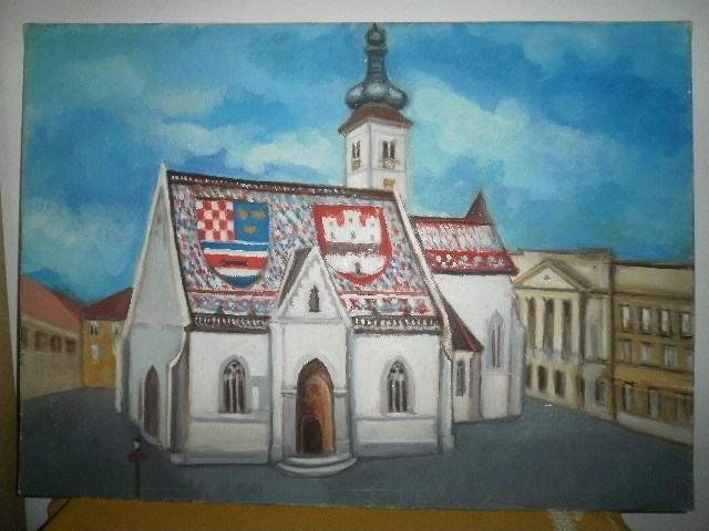 VERICA JADANEC MARKOVA CRKVA ulje na platnu 50 x 70 cm