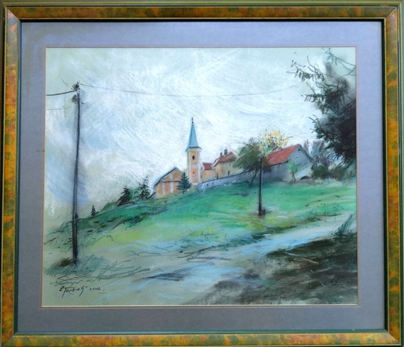 SNIŽENO-ZORICA TURKALJ,RIJEDAK MOTIV,94/81 CM,PASTEL,VELIKI FORMAT.
