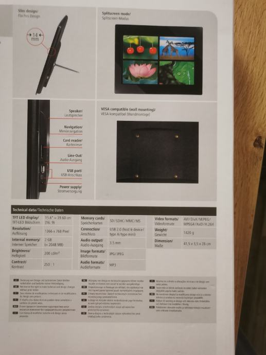 DIGITAL PHOTO FRAME HAMA 15.6