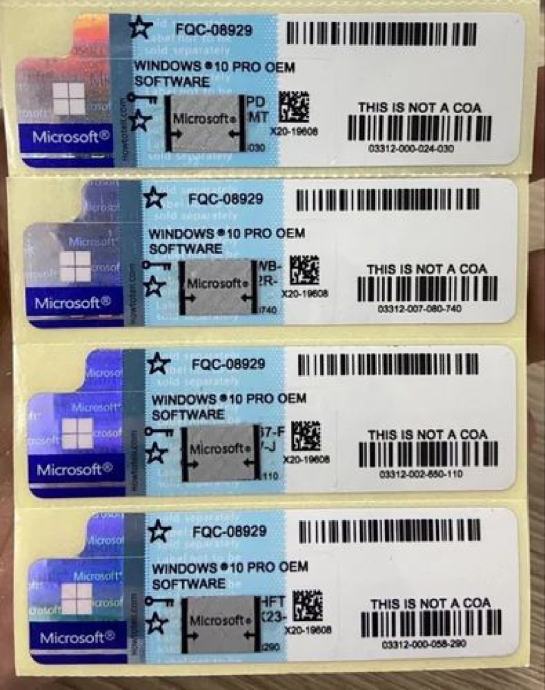 Microsoft Windows 10 Pro COA Licenca Key stiker ključ hologram
