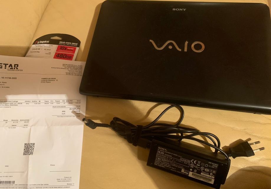 Sony Vaio 15.6 i5 CPU 8GB RAM 480GB SSD (nov), Win 11, LED tipkovnica