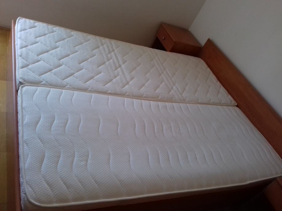 bračni Krevet+ 2 Madraca Memory pjena 2kom 80x200 visine 20 cm + ploče