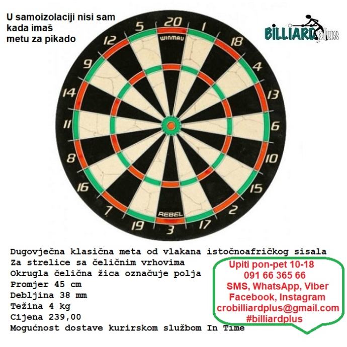 PIKADO META WINMAU REBEL DARTS + poklon majica