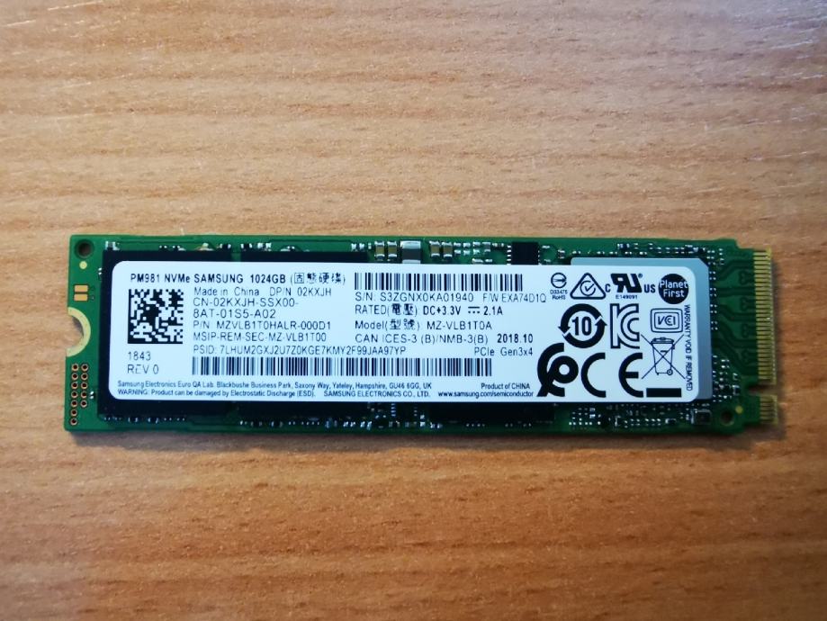 Samsung PM981, 1TB, NVMe, iznimno brzi disk pogodan za sistemski