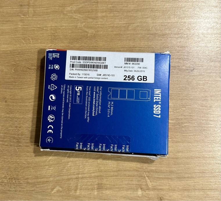 SSD 256GB Intel 760p PCIe M.2 2280 NVMe