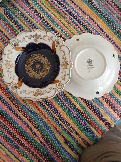 Dva kobaltna tanjura Echt Weimar Kobalt