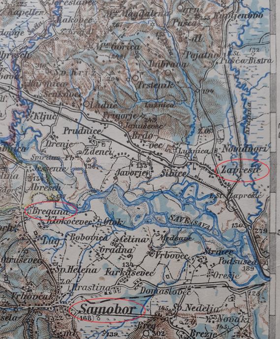 karta Samobor, Jaska, Zaprešić, Zagorje, Celje, 1910.g.