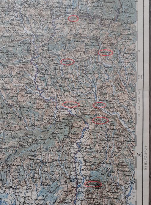 karta Samobor, Jaska, Zaprešić, Zagorje, Celje, 1910.g.