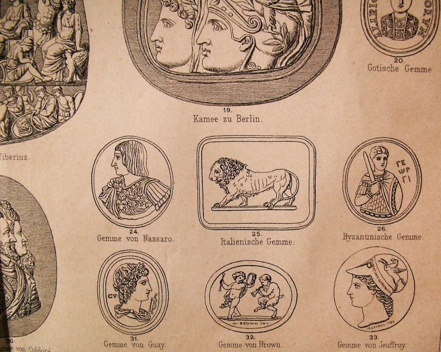 LITOGRAFIJA - GEMA ANTIKA GRČKA RIM BIZANT 1889