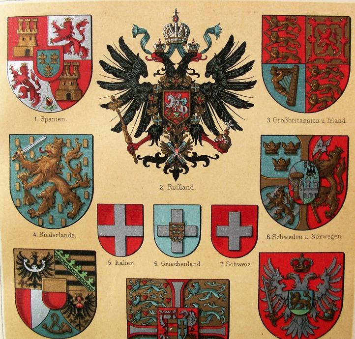 LITOGRAFIJA GRBOVI AMBLEMI HERALDIKAERALDIKA