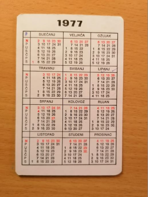 Mali džepni kalendar 1977 Tonic Water Zagrebačke pivovare
