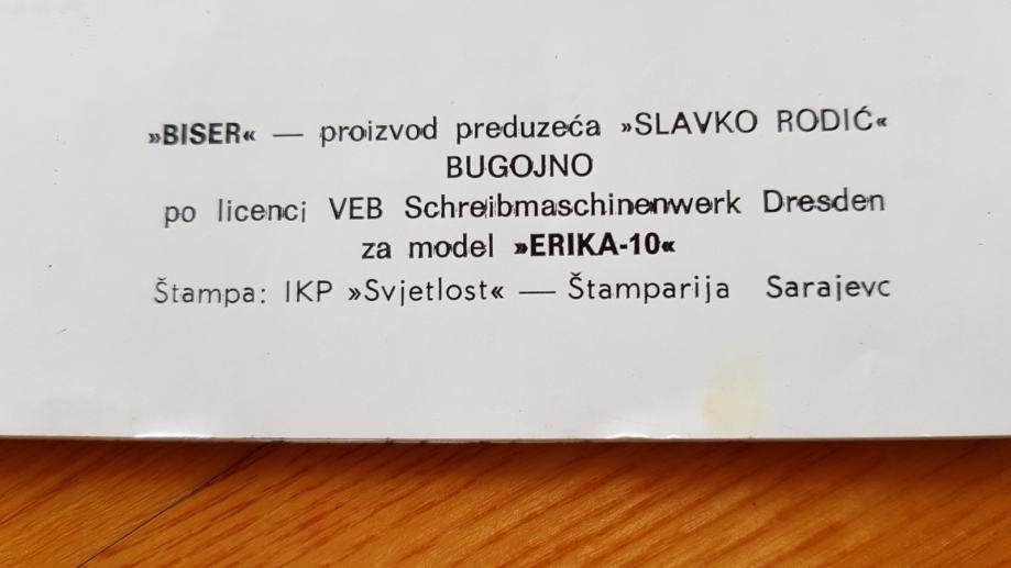 STARA PISAĆA MAŠINA - BISER - Slavko Rodić - Bugojno