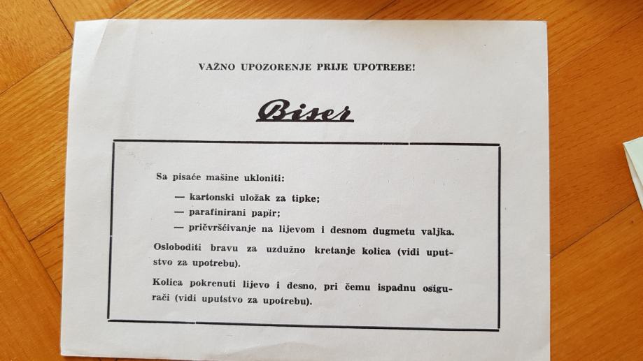 STARA PISAĆA MAŠINA - BISER - Slavko Rodić - Bugojno