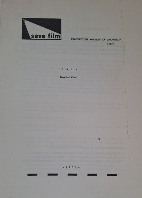 PROJEKCIONI KOMPLET ZA GRAFOSKOP SAVA FILM-SRCE, 1970. GODINA
