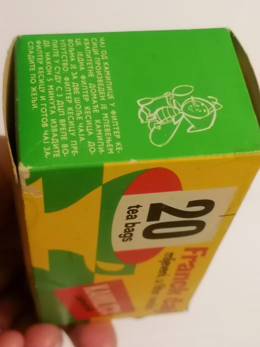 Stara kutija ambalaža Franck čaj Kamilica Camomile P.I. Zagreb