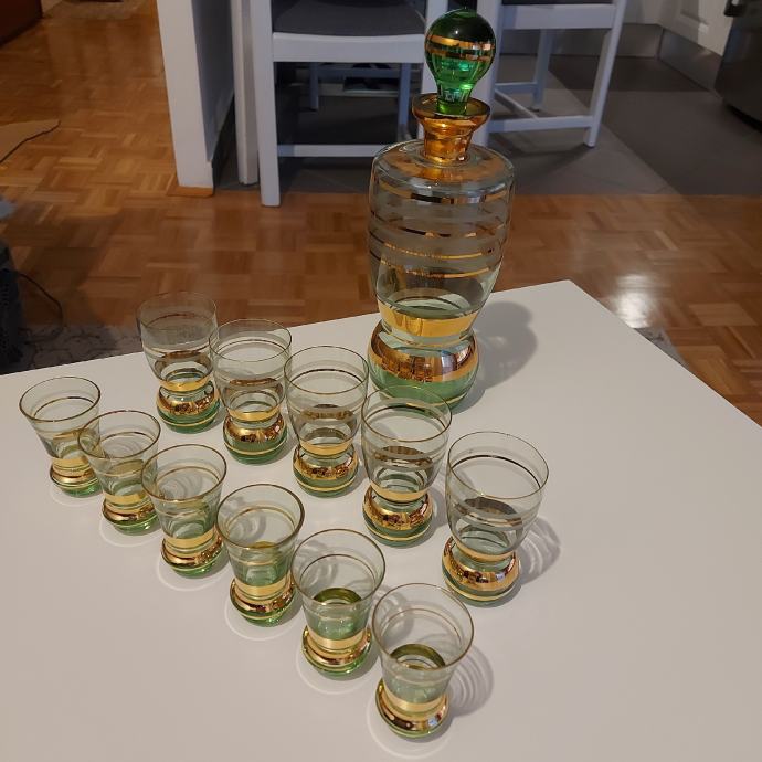 Starinski stakleni set za rakiju