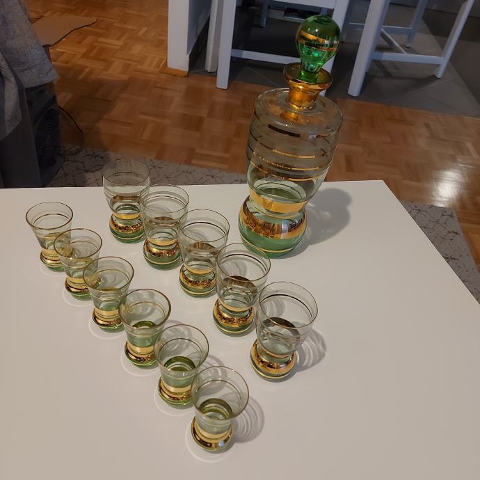 Starinski stakleni set za rakiju