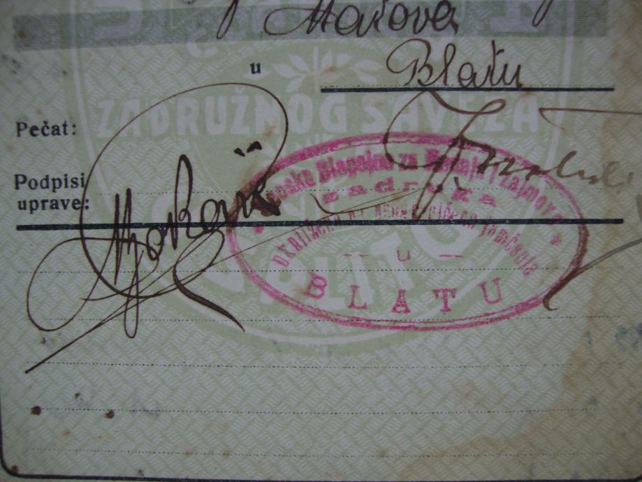 ULOŽNA KNJIŽICA iz 1920.godine otok Korčula -BLATO-stari tekući račun