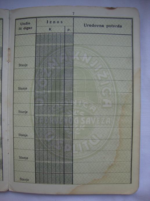 ULOŽNA KNJIŽICA iz 1920.godine otok Korčula -BLATO-stari tekući račun