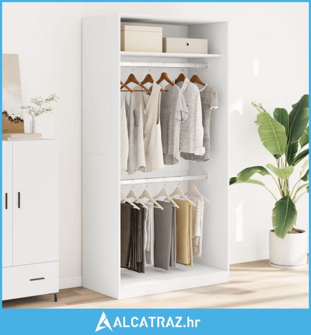 Ormar bijeli 100 x 50 x 200 cm od konstruiranog drva - NOVO