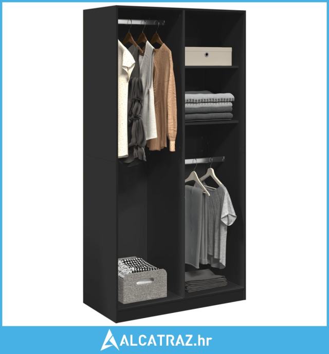 Ormar crni 100 x 50 x 200 cm od konstruiranog drva - NOVO