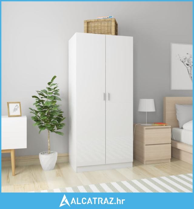 Ormar visoki sjaj bijeli 80 x 52 x 180 cm od konstruiranog drva - NOVO