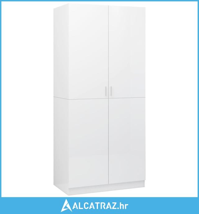 Ormar visoki sjaj bijeli 80 x 52 x 180 cm od konstruiranog drva - NOVO