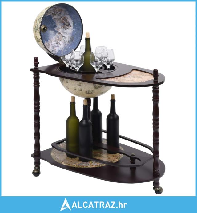 Samostojeći stalak za vino u obliku globusa drvo eukaliptusa - NOVO