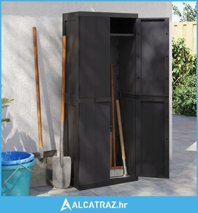 Vanjski ormarić za pohranu crni 65 x 37 x 165 cm PP - NOVO