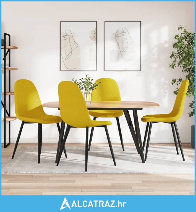 Blagovaonske stolice 4 kom boja senfa baršunaste - NOVO