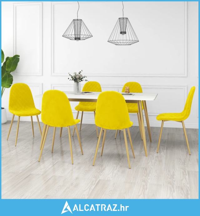 Blagovaonske stolice 6 kom boja senfa baršunaste - NOVO