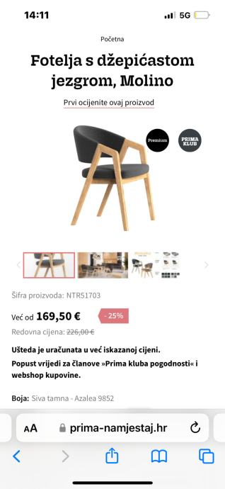PRIMA fotelje / stolice za blagovaonicu Molino