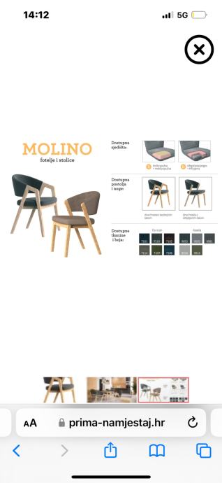 PRIMA fotelje / stolice za blagovaonicu Molino