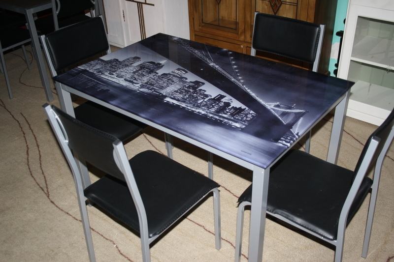 Stakleni stol foto + 4 stolice ***NOVO***