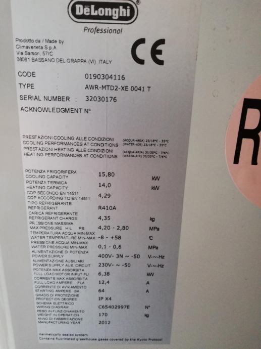 CHILLER DeLonghi, NOVO!!