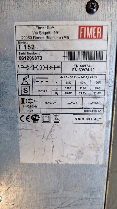 FIMER T 152 INVERTERSKI APARAT ZA VARENJE