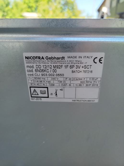 Ventilator centrifugalni Nicotra DD 12/12