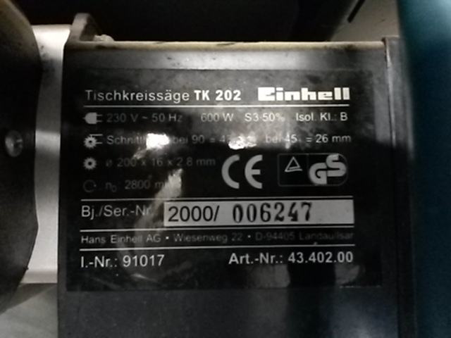 STOLNI CIRKULAR EINHELL TK 202, 600W, POTPUNO ISPRAVAN