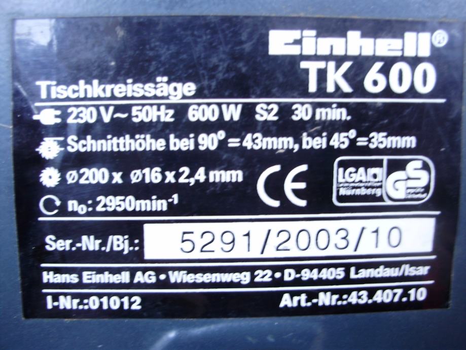 Stolni cirkular Einhell TK 600